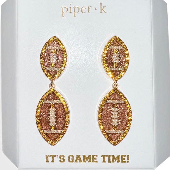 Piper | Jewelry | New In Box Piper K Crystal Football Earrings Great ...